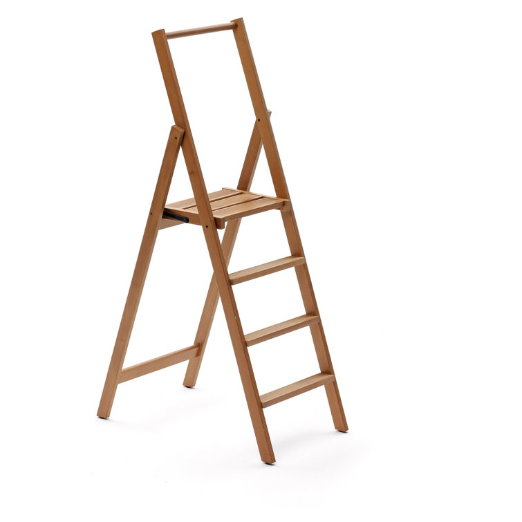 Union Rustic Bella 4.62 ft Wood Step Ladder with 265 lb. Load Capacity ...
