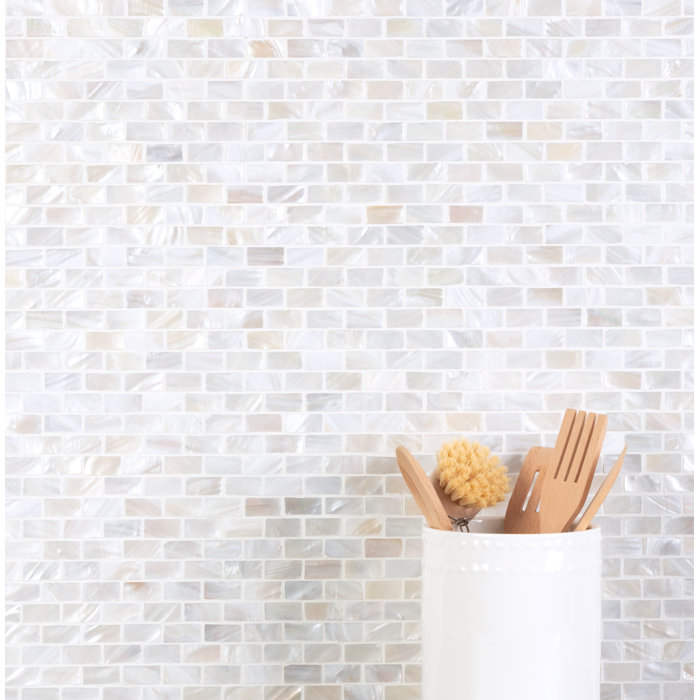 WS Tiles Mother of Pearl 0.6" x 1.2" Seashell Brick Joint Mosaic Sheet ...