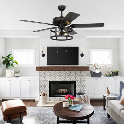 Steelside™ Leonard 52'' Ceiling Fan with Light Kit & Reviews | Wayfair