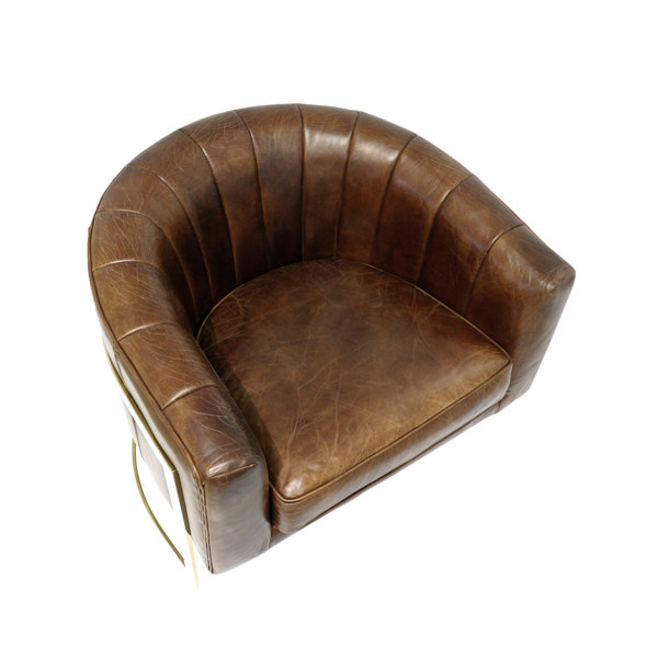 Pasargad Vicenza Leather Barrel Chair & Reviews | Wayfair