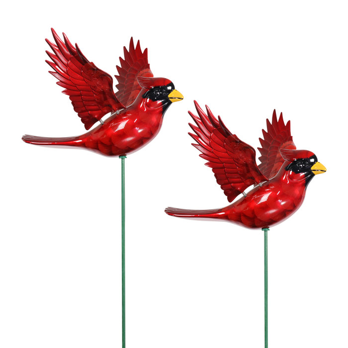 Exhart Large WindyWings Cardinal Garden Stakes, 11 inch wingspan ...