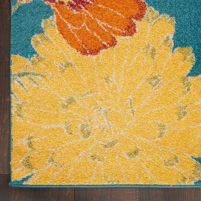 Andover Mills™ Amick Performance Turquoise/Yellow/Orange Rug & Reviews ...