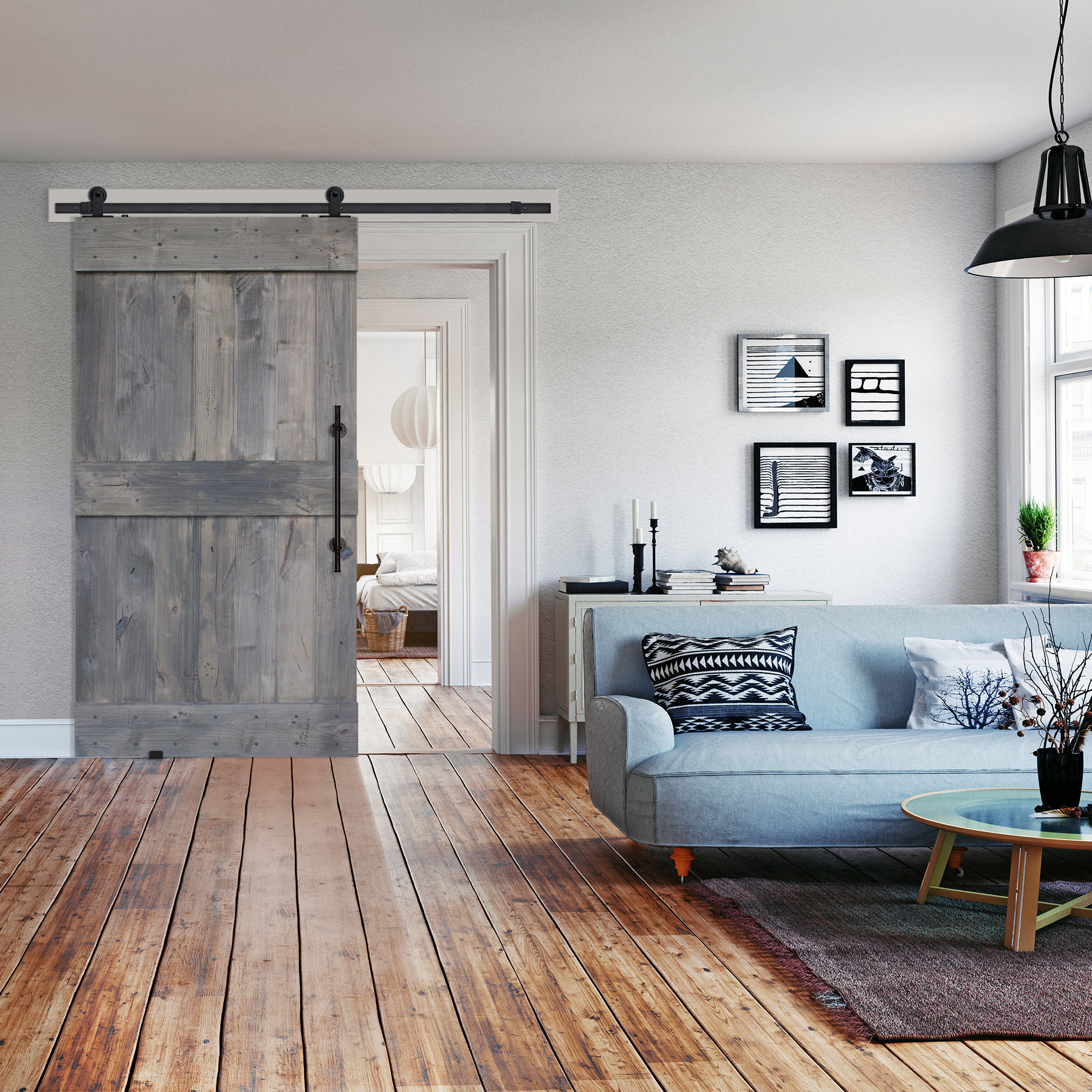 Barndoorz Paneled Wood Finish Barn Door without Installation Hardware ...