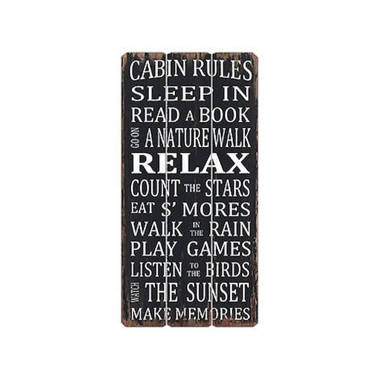 Millwood Pines Cabin Rules Wooden Sign Wall Décor & Reviews | Wayfair