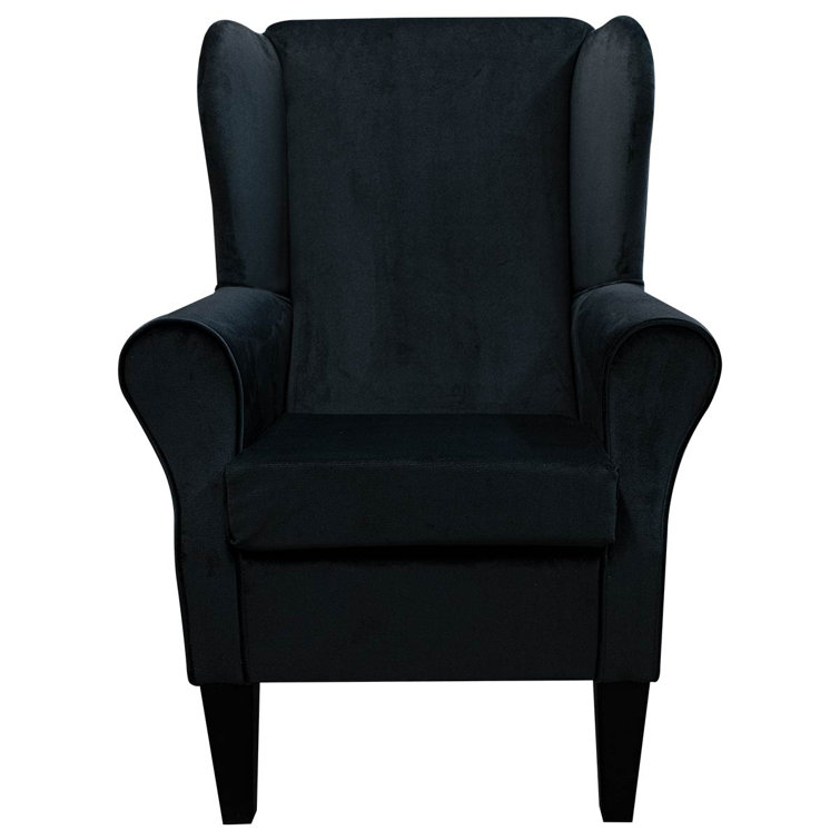 Beaumont Black Velvet Wingback Armchair | Wayfair.co.uk