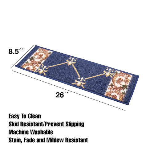 Lark Manor Aadhan Navy/Brown/Green/Cream Stair Tread | Wayfair