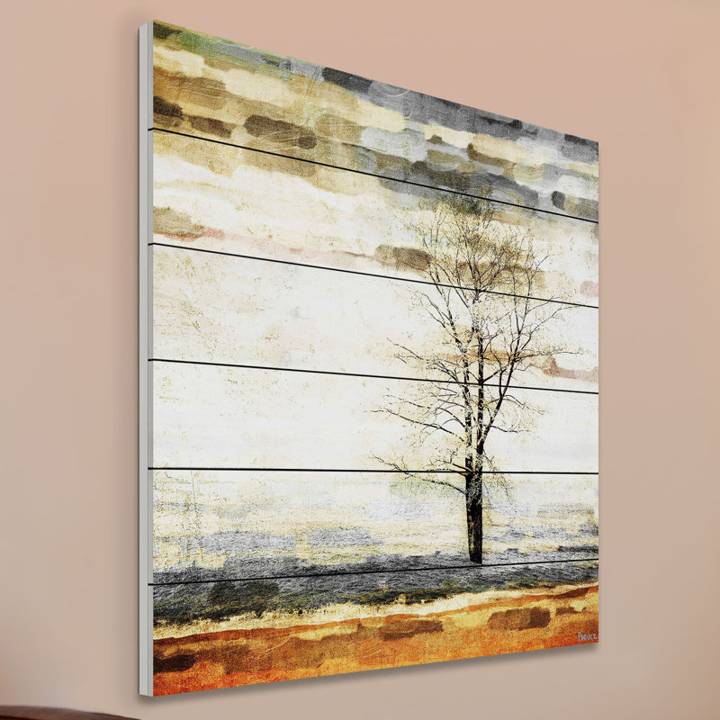 Wrought Studio Lone Tree On Wood by Parvez Taj Print & Reviews | Wayfair