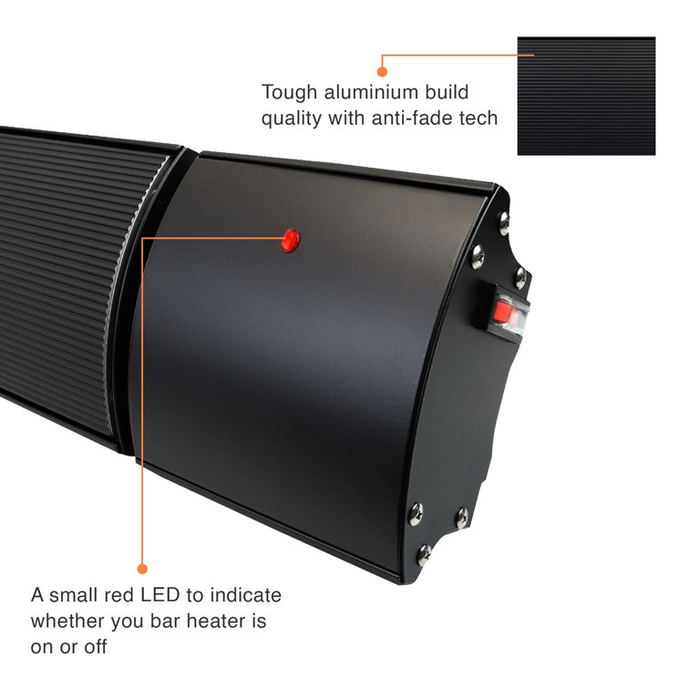 Mirrorstone 1200W Helios Infrared Bar Heater Black | Wayfair.co.uk