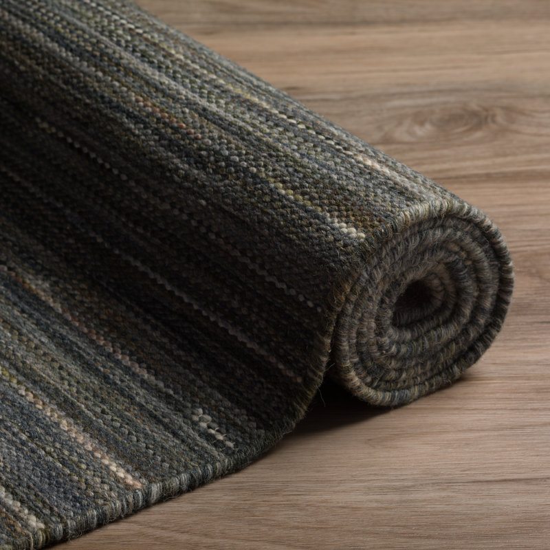 Gracie Oaks Stahr Handmade Flatweave Wool Carbon Rug & Reviews | Wayfair