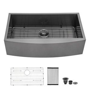Kichae 20'' W Single Bowl Stainless Steel Farmhouse Kitchen Sink | Wayfair