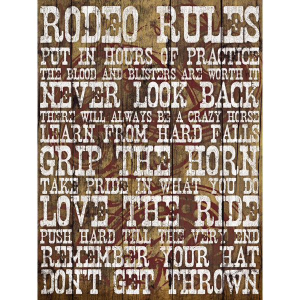 Trinx Rodeo Rules - Wrapped Canvas Graphic Art | Wayfair