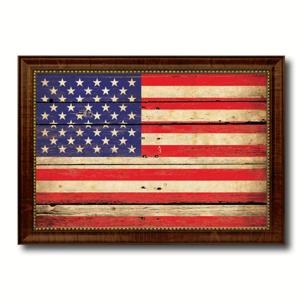 Williston Forge American Vintage Flag - Picture Frame Print on Canvas ...
