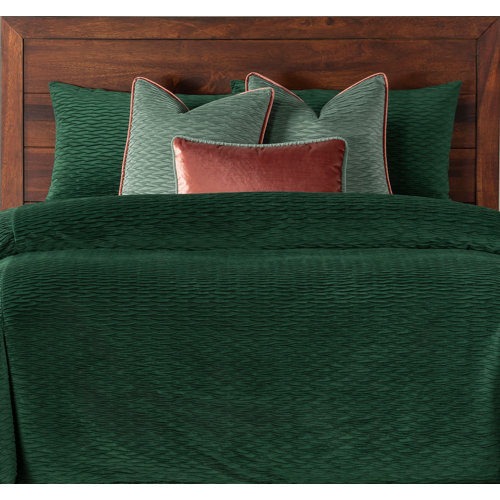 Smithsonian Pleated Velvet Emerald Green Duvet Cover & Insert Set | Wayfair