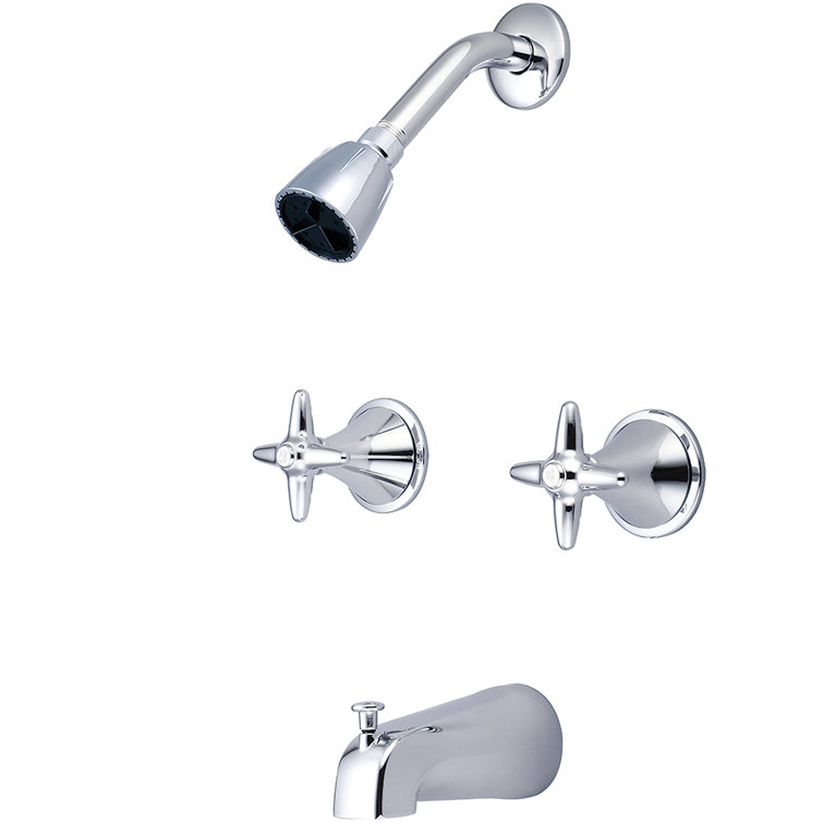 Central Brass Double Cross Handle Tub and Shower Faucet Set | Wayfair