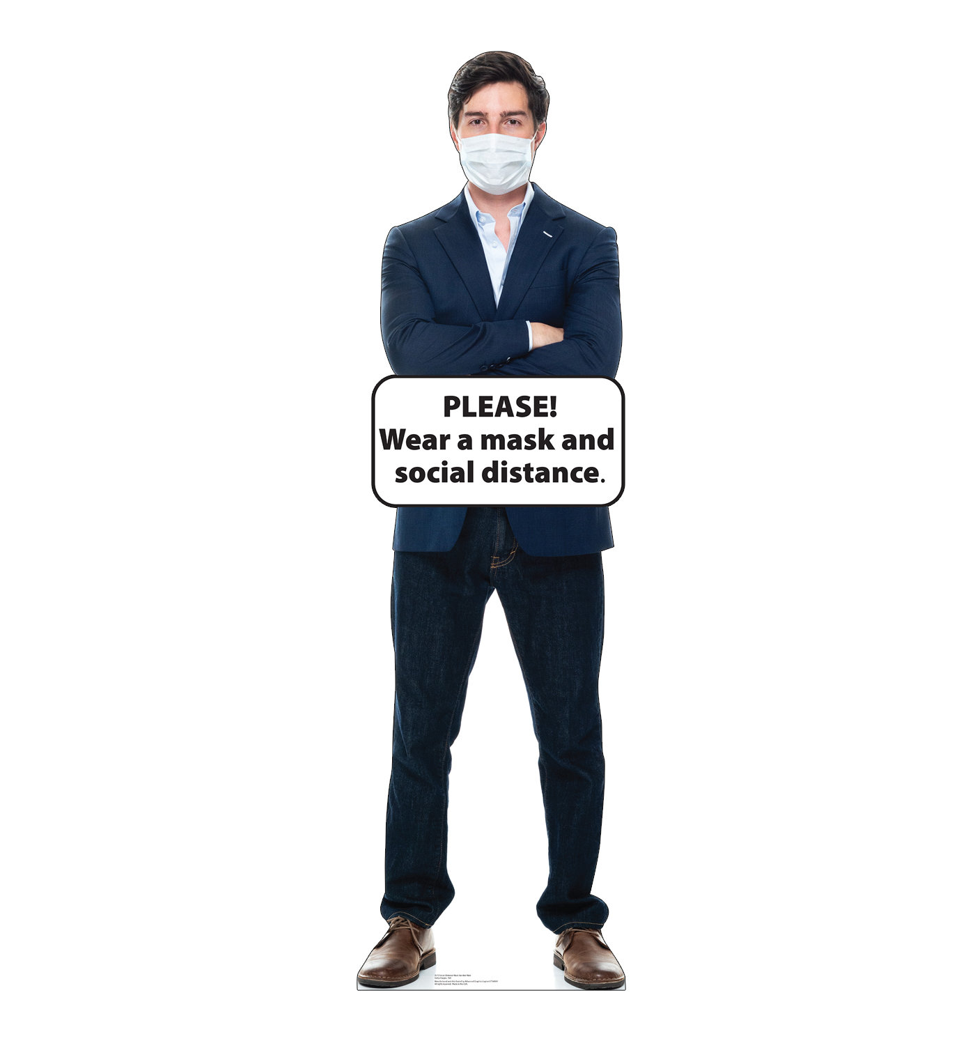 Advanced Graphics Social Distance Mask Standee Male Life Size Cardboard ...
