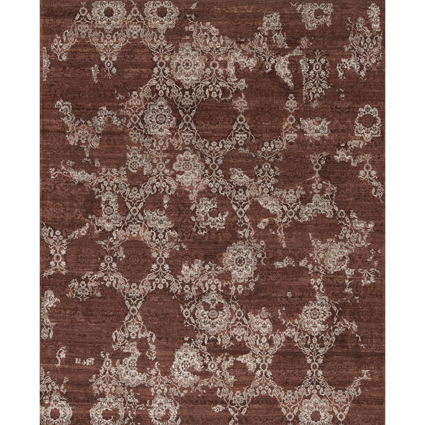 Samad Rugs Paradise Hand-Knotted Floral Area Rug in Copper/Gray | Perigold