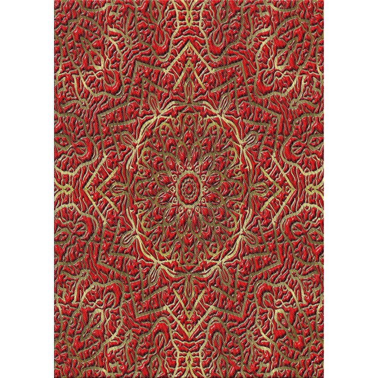 Trinx Damask Red Area Rug | Wayfair