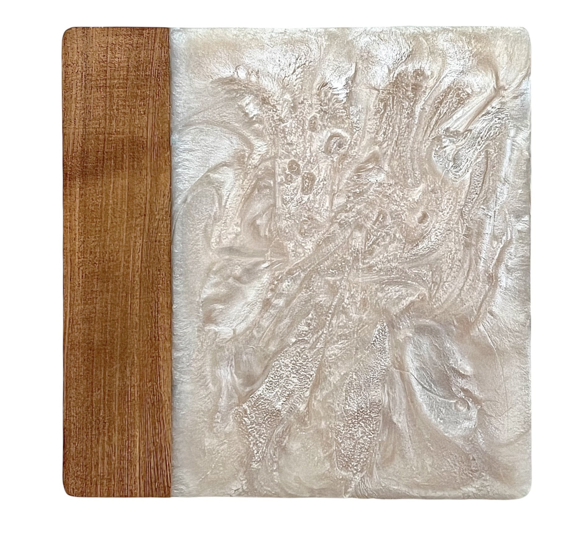 Wrought Studio Ivory Resin & Wood Square Cheese Board | Wayfair