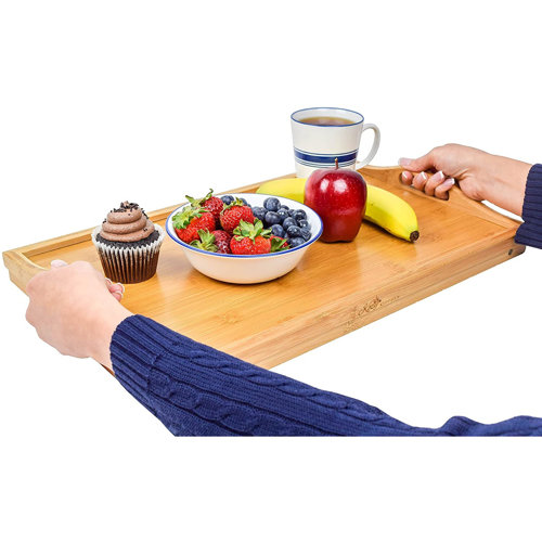 KOZY KITCHEN Foldable Breakfast Tray| Large Organic Bamboo Folding ...