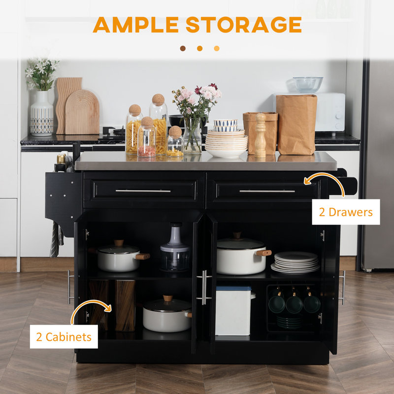 HomCom Metal Kitchen Island & Reviews | Wayfair