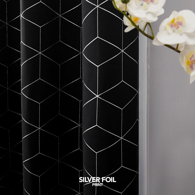 Deconovo Silver Diamond Pattern Curtain Pair | Wayfair