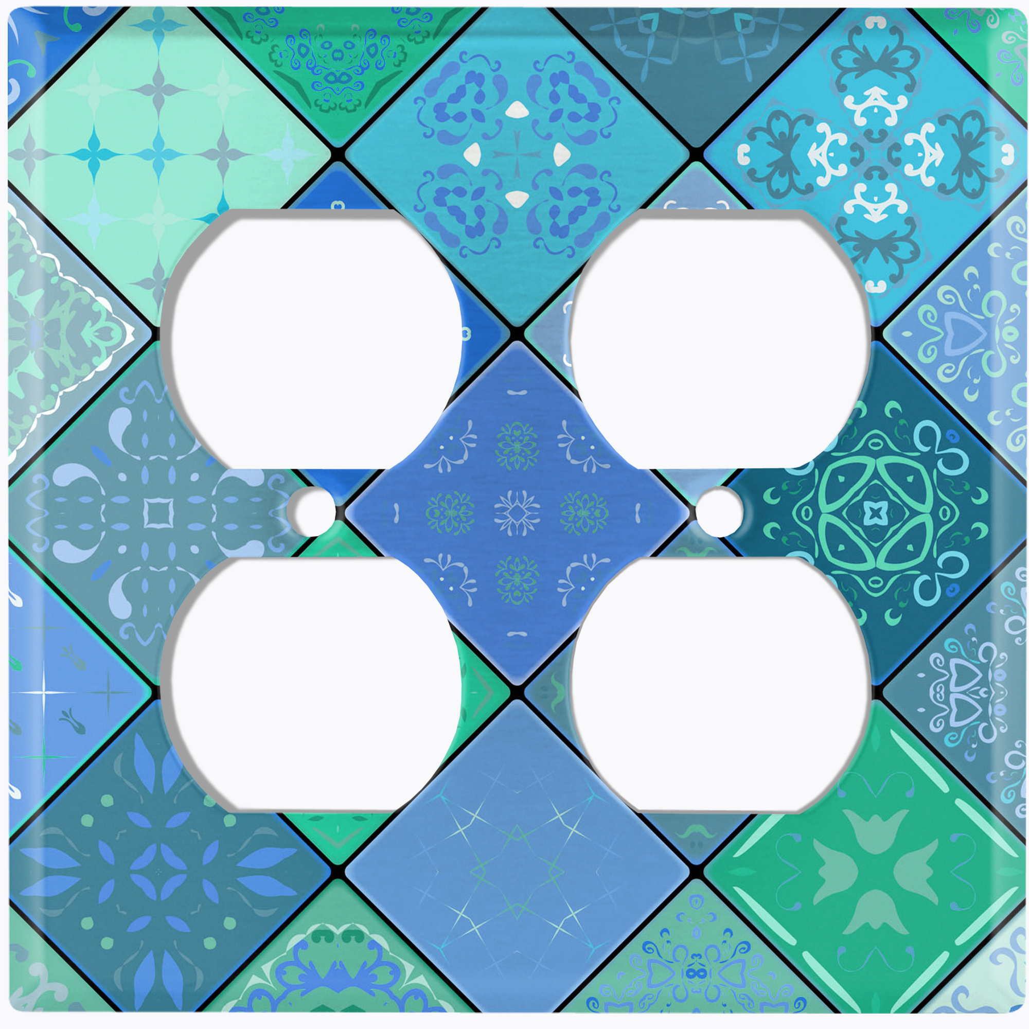 WorldAcc Vintage Elegant Diagonal Pattern 2-Gang Duplex Outlet Wall ...