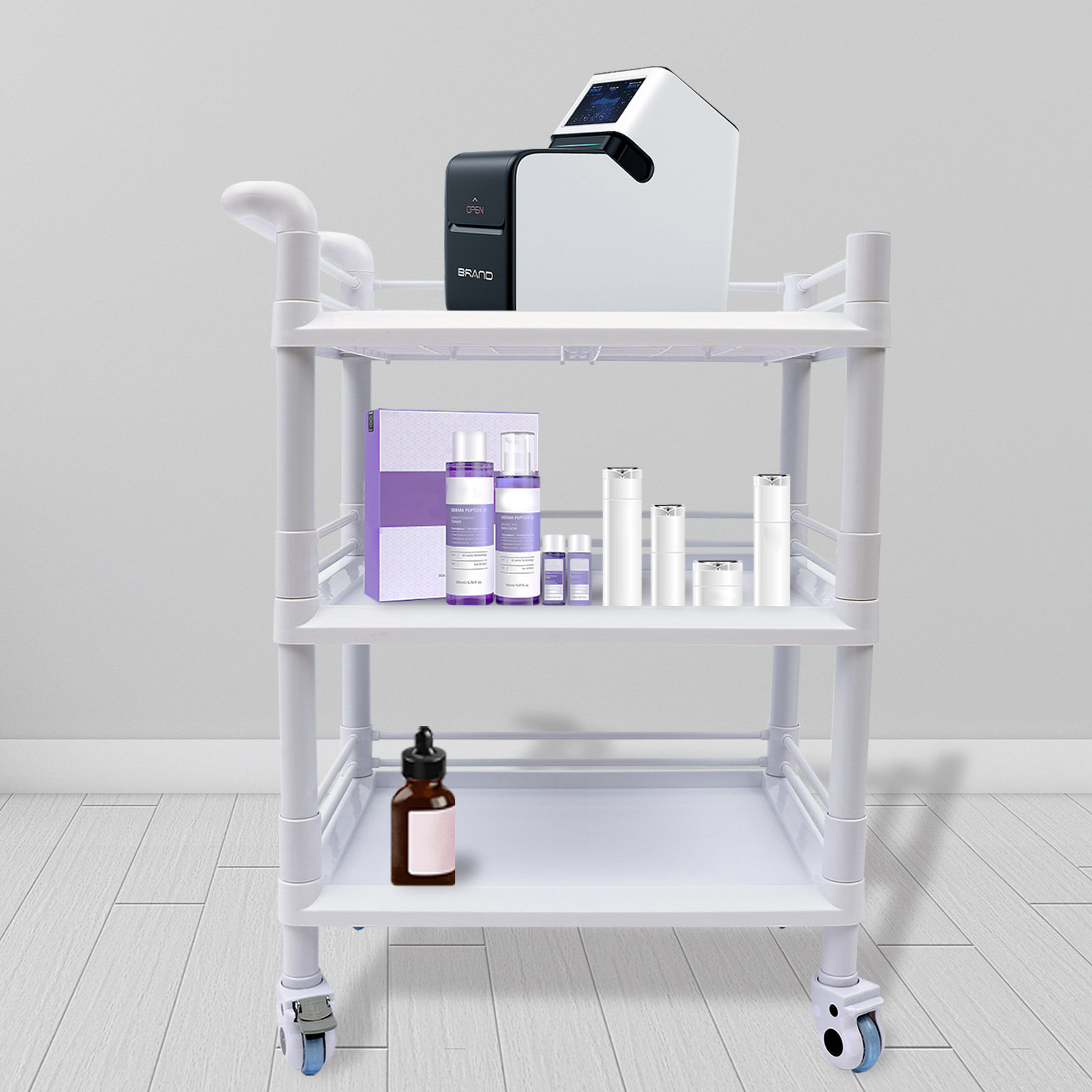 JOYDING 3 Tiers Spa Trolley Cart Rolling Utility Cart Beauty Salon SPA ...