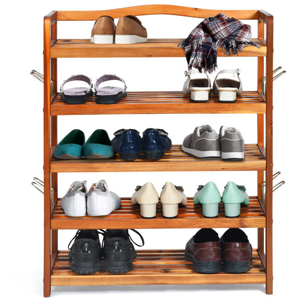 Bay Isle Home 5-Tier Wood Freestanding Heavy-duty 18 Pair Shoe Rack ...