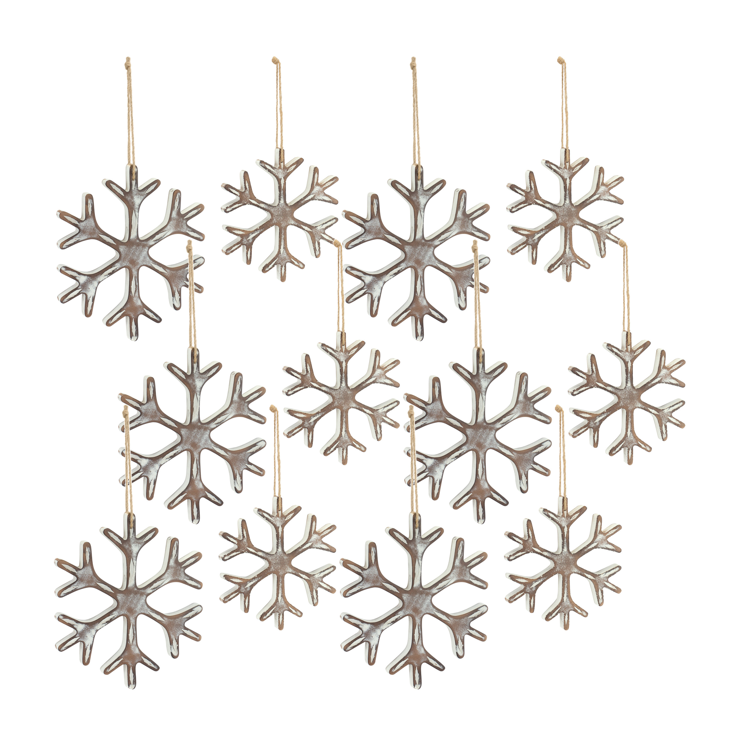 Melrose Intl. 12 Piece Snowflake MDF Holiday Shaped Ornament Set | Wayfair