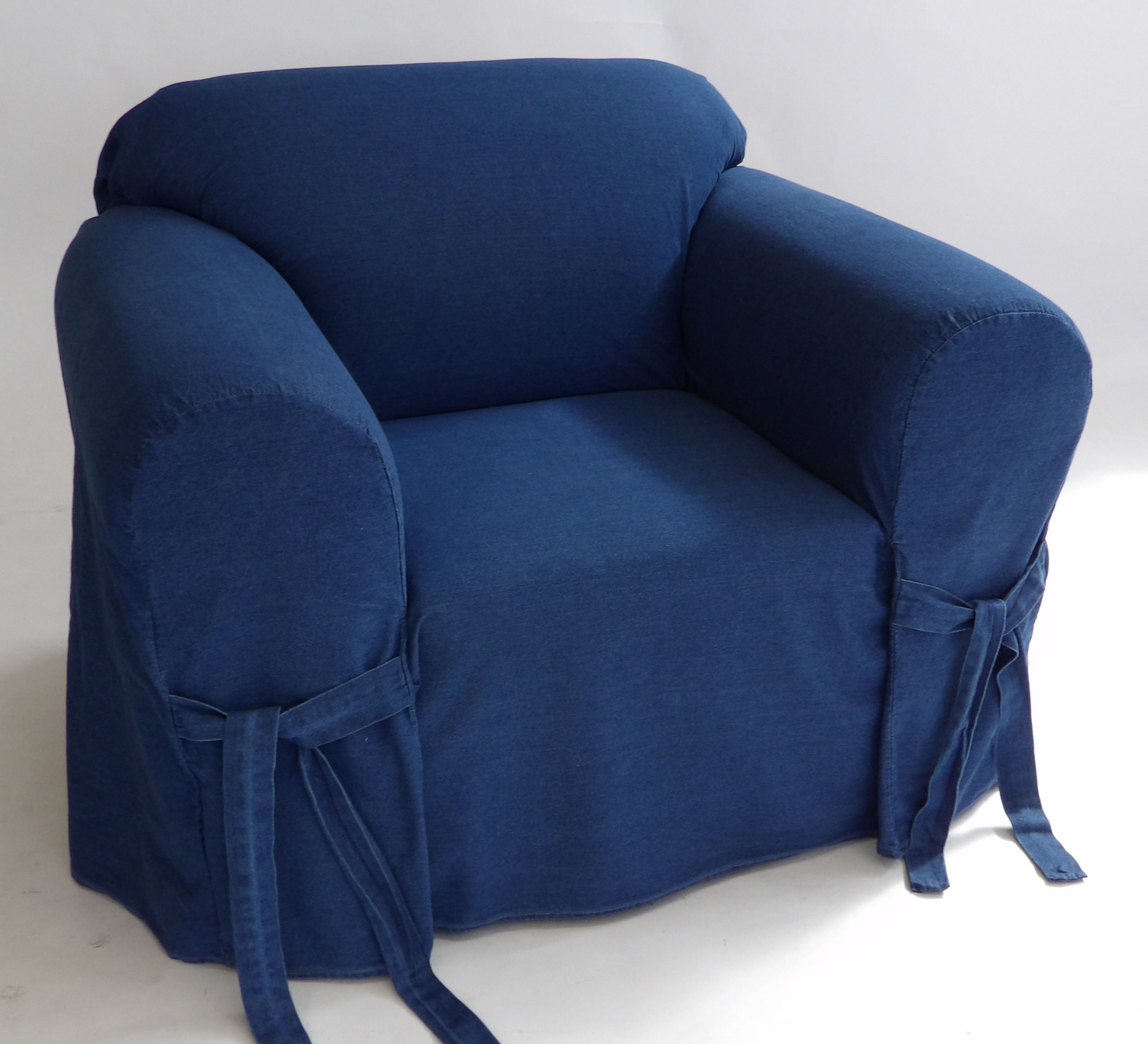 Classic Slipcovers Authentic 100% Cotton Box Cushion Armchair Slipcover ...