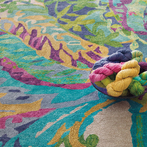 CompanyC Galleria Handmade Wool Blue/Green/Yellow Rug & Reviews | Wayfair