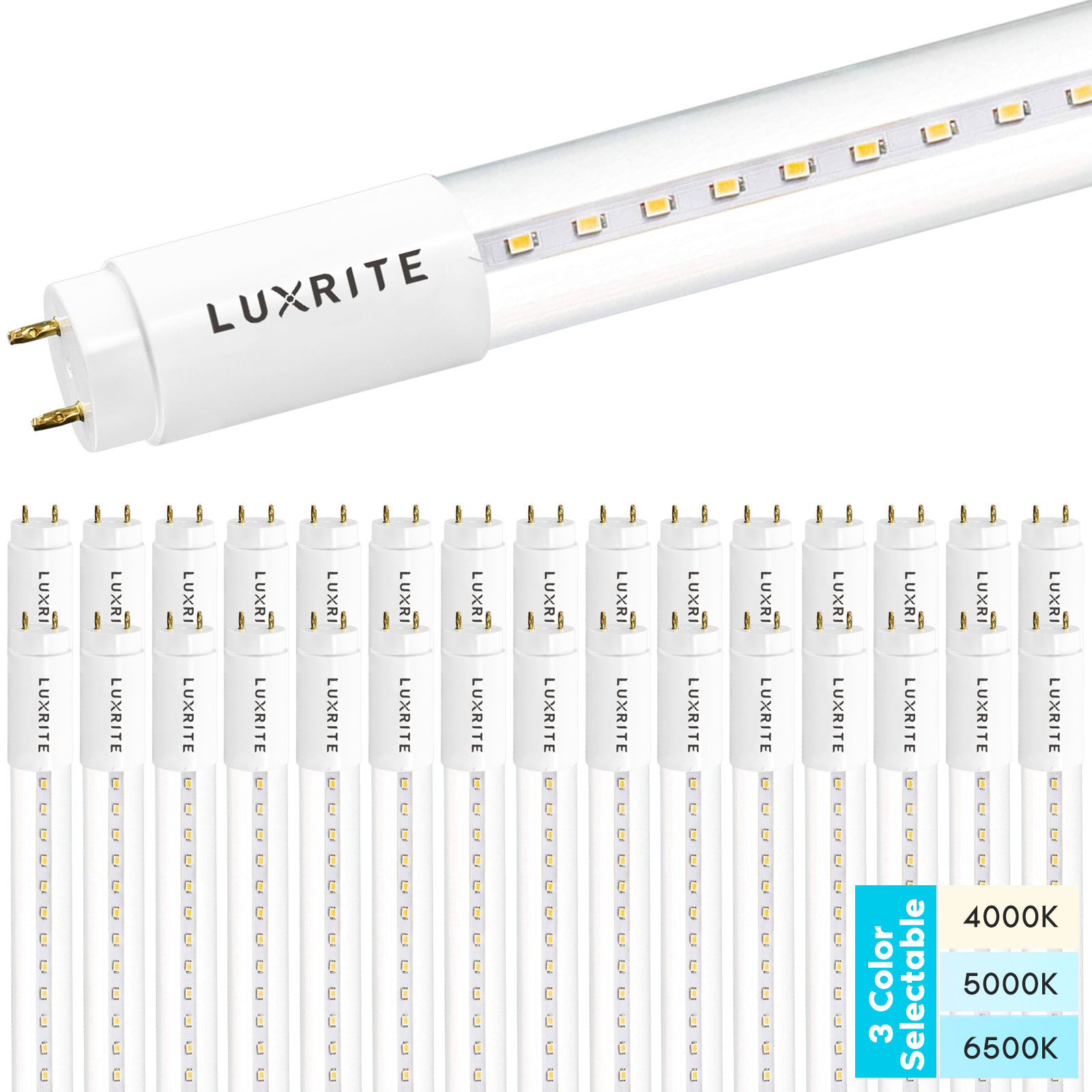 Luxrite 18 Watt (32 Watt Equivalent), T8 LED Tube Light, Color ...