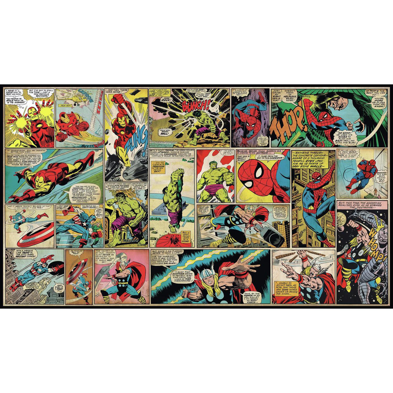 Room Mates Marvel Comic Panel Chair Rail Prepasted 10.5' x 72" Wall ...