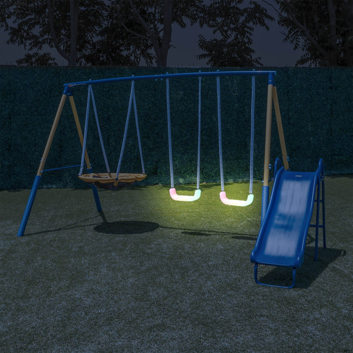 Sportspower Starlight Metal Swing Set with LED Light Up Swings and ...