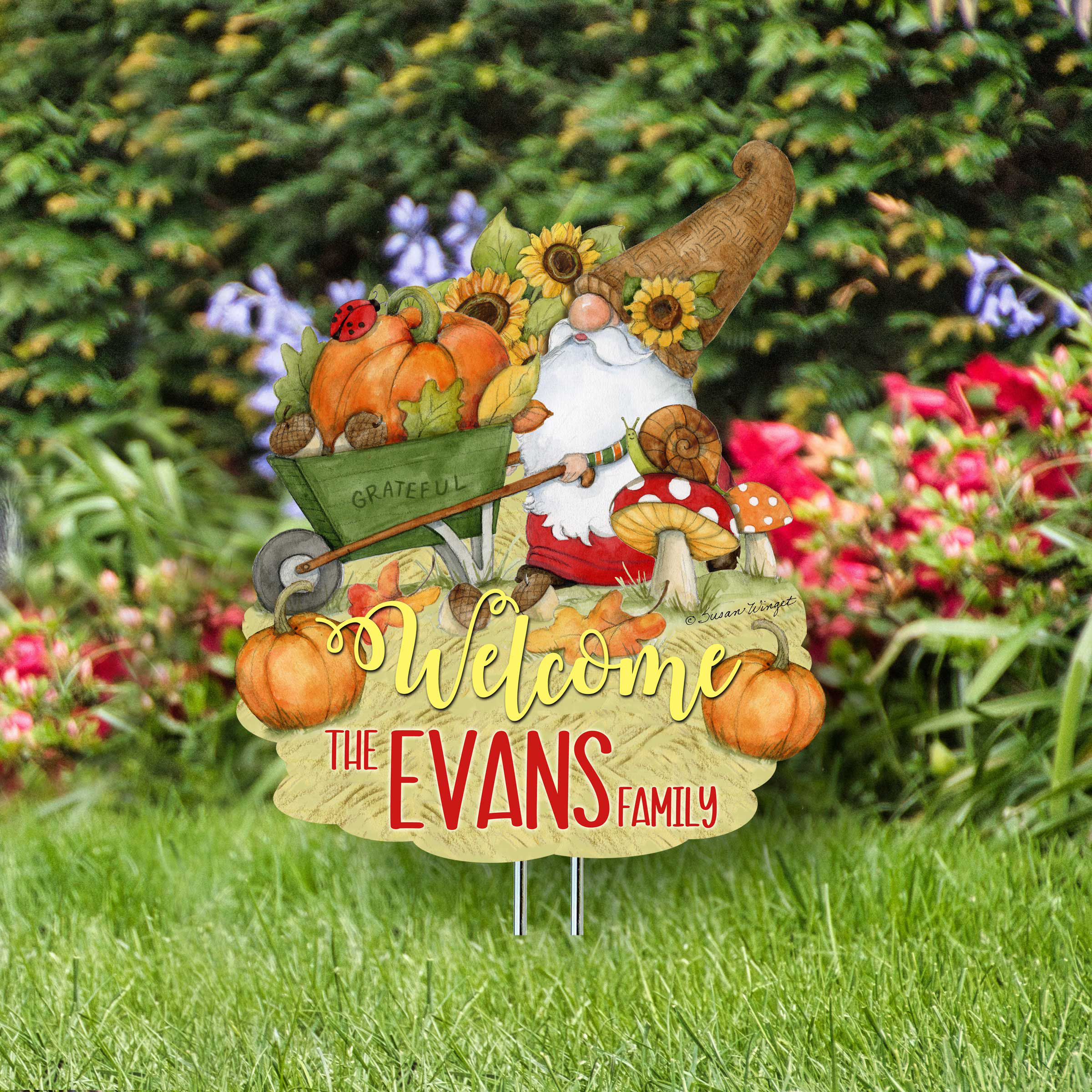 August Grove® Cotner Custom Harvest Gnome Welcome Sign | Wayfair