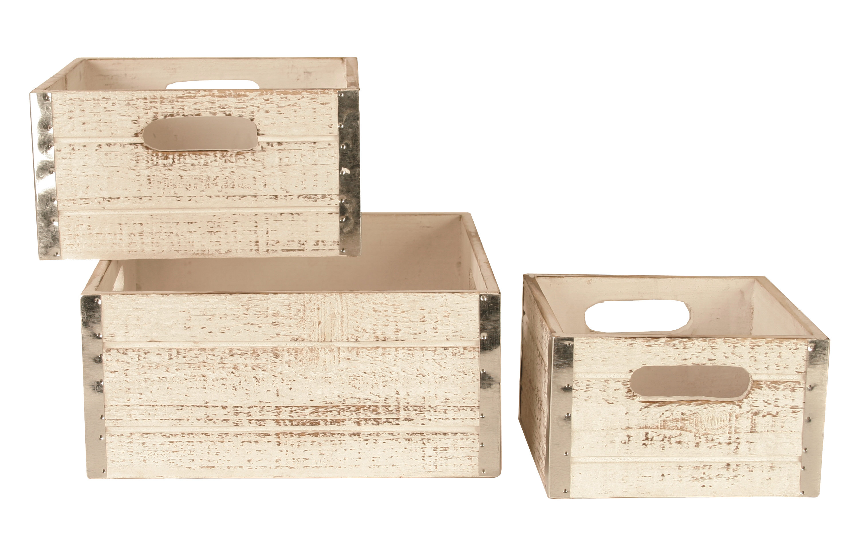 Williston Forge 3 Piece White Wash Crate Set & Reviews | Wayfair