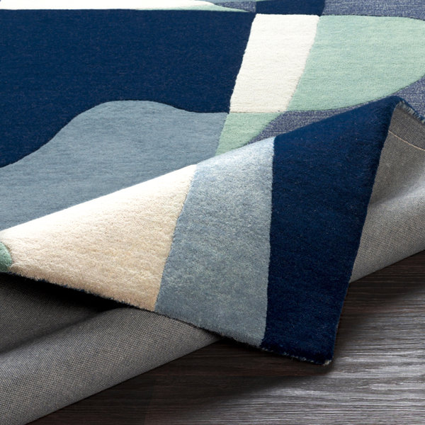 AllModern Gaye Handmade Hand Tufted Wool Teal/Navy/Beige Rug & Reviews ...