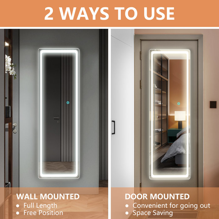 Orren Ellis Benner Rectangle LED Metal Wall Mirror & Reviews | Wayfair