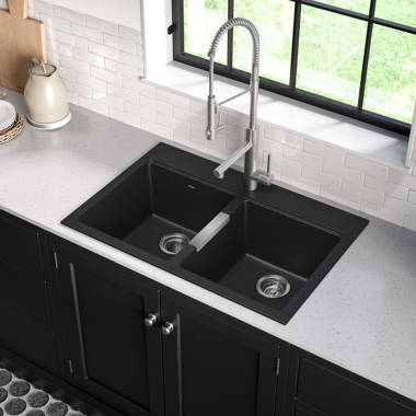 Swan 33'' L Drop-In Double Bowl Kitchen Sink | Wayfair