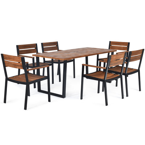 Loon Peak® Janousek Rectangular 6 - Person Outdoor Dining Set & Reviews ...