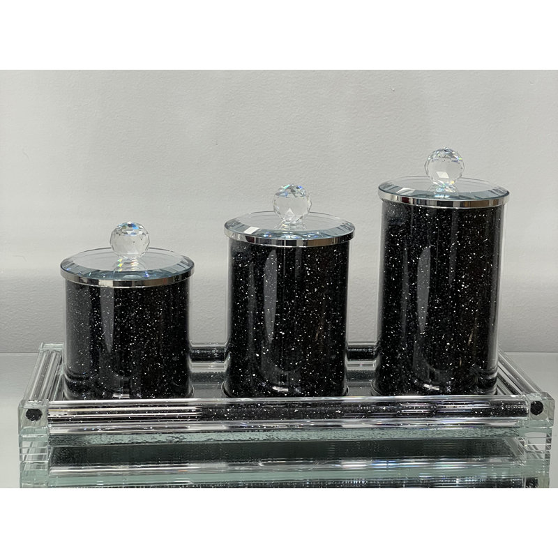 NUBE Ambrose Exquisite Three Glass Canister And Tray Gift Set & Reviews ...
