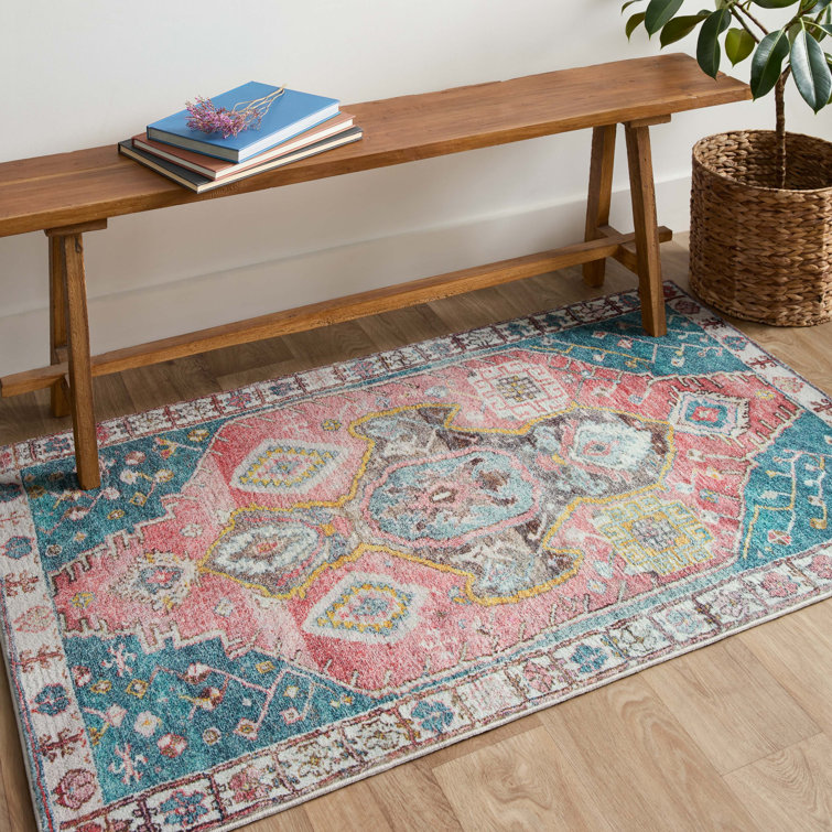 Bungalow Rose Performance Rust/Green Rug | Wayfair