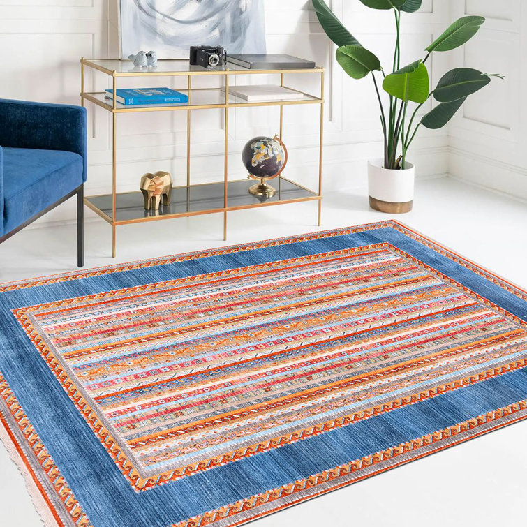 Gracie Oaks Broadwell Cotton Blue/Red/Orange Rug | Wayfair.co.uk