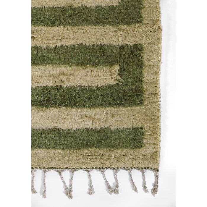 AllModern Essi Handmade Flatweave Wool Green/Tan Rug & Reviews | Wayfair