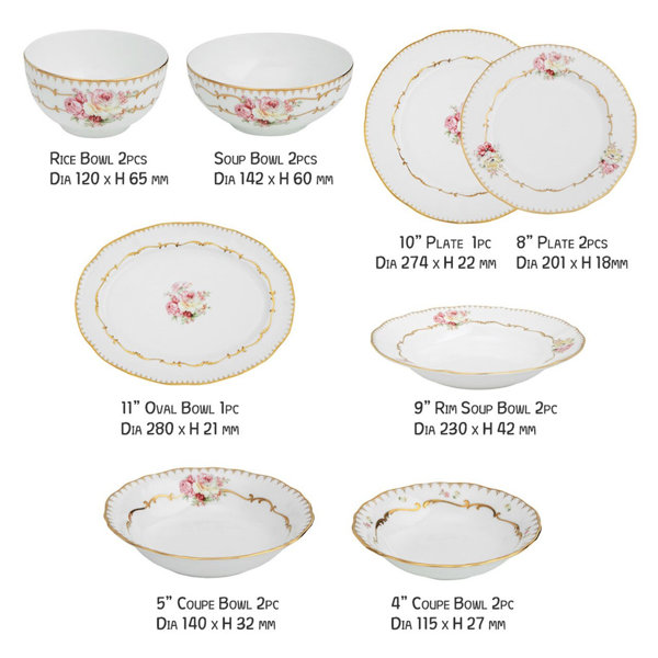HANKOOK CHINAWARE Bone China Dinnerware Set - Service for 2 | Wayfair