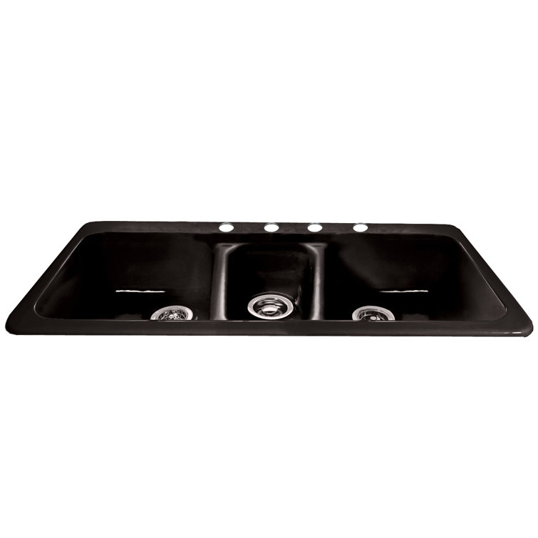 CECO Bolsa Chica 22'' W Triple Bowl Cast Iron Drop-In Kitchen Sink with ...