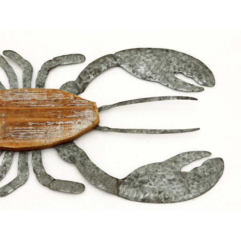 Breakwater Bay 3D Wood and Galvanized Ocean Lobster Wall Décor ...