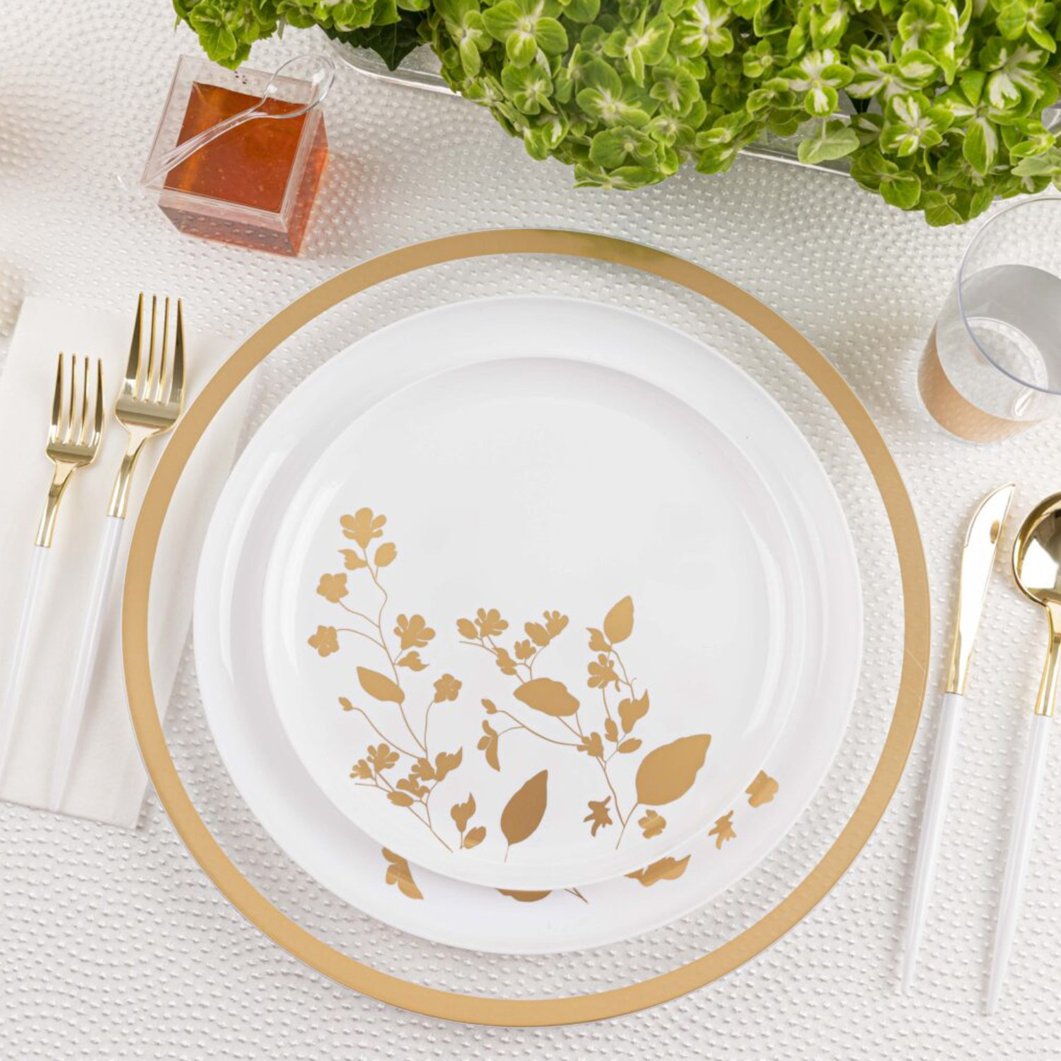 Nicole Fantini Collection Garden Collection White And Gold Round Dinner ...