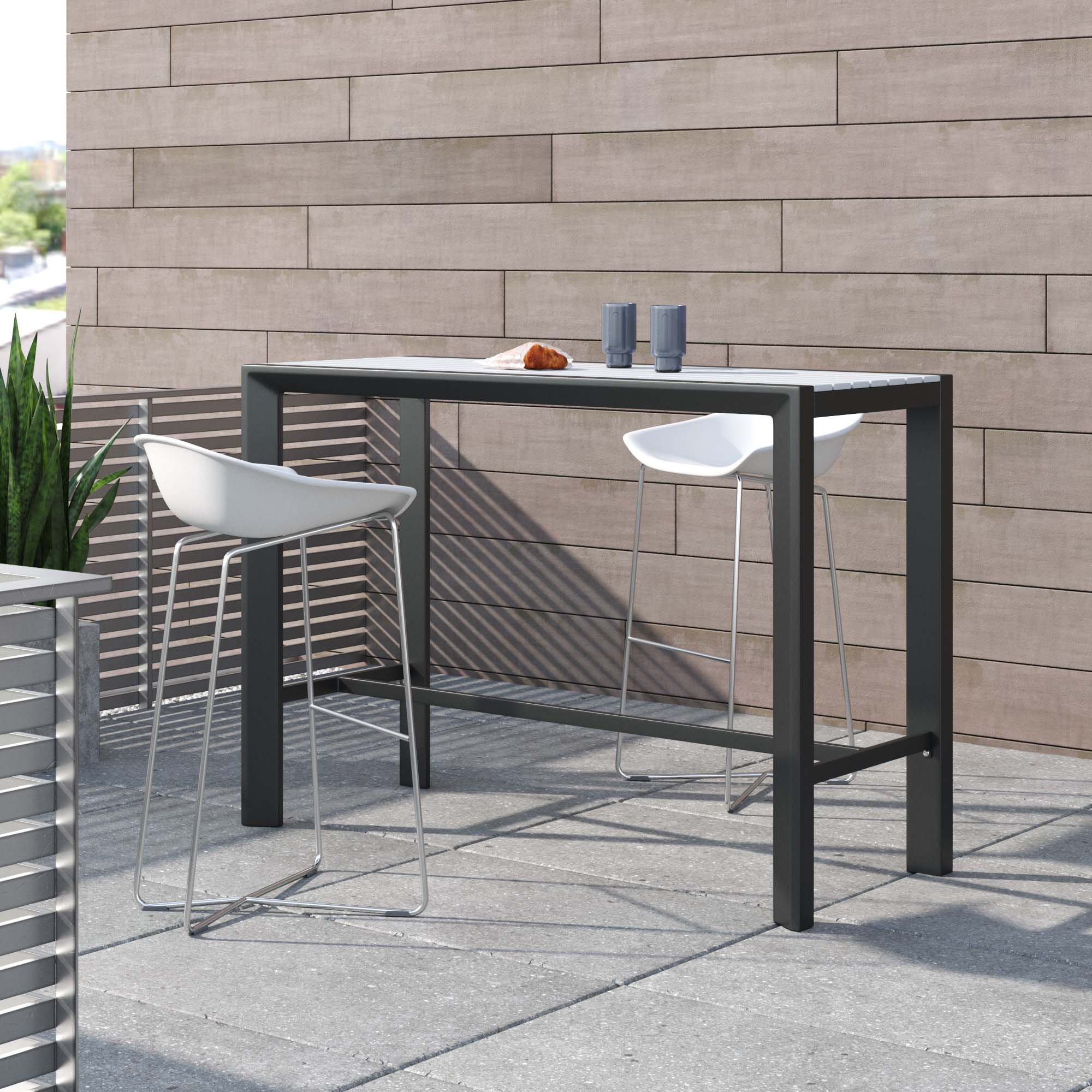 Wade Logan® Noland Wood Outdoor Bar Table | Wayfair