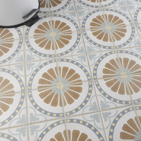 Merola Tile Revival Ring Mini 4" x 4" Ceramic Patterned Wall & Floor ...